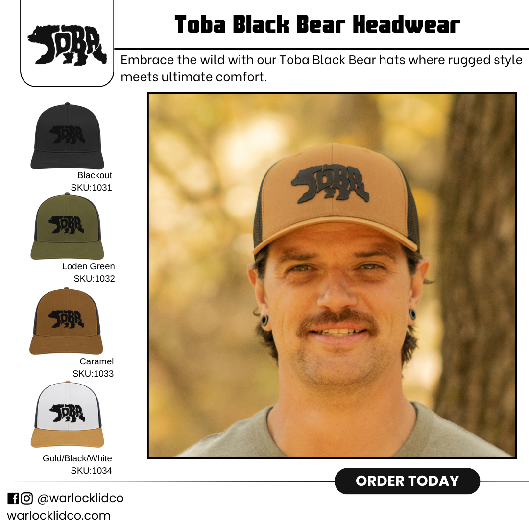 Toba Black Bear Snapback Hats | Warlock Lid Co | Adjustable Cap